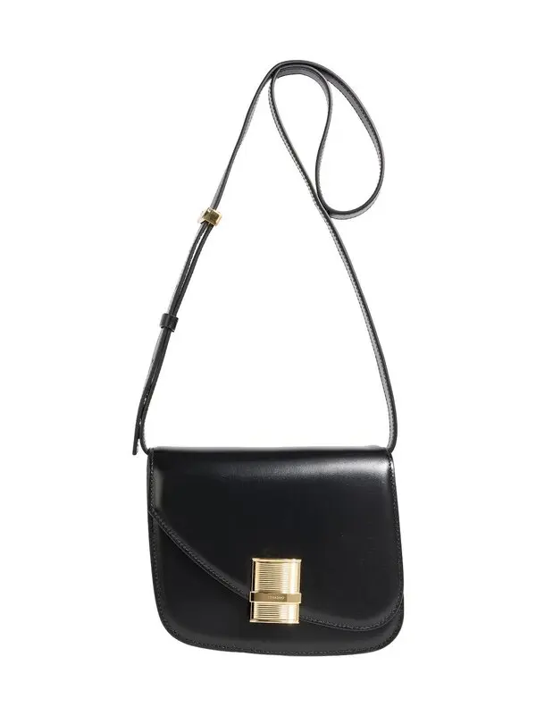 FERRAGAMO Fiamma Asymmetric Leather Crossbody Bag - Black