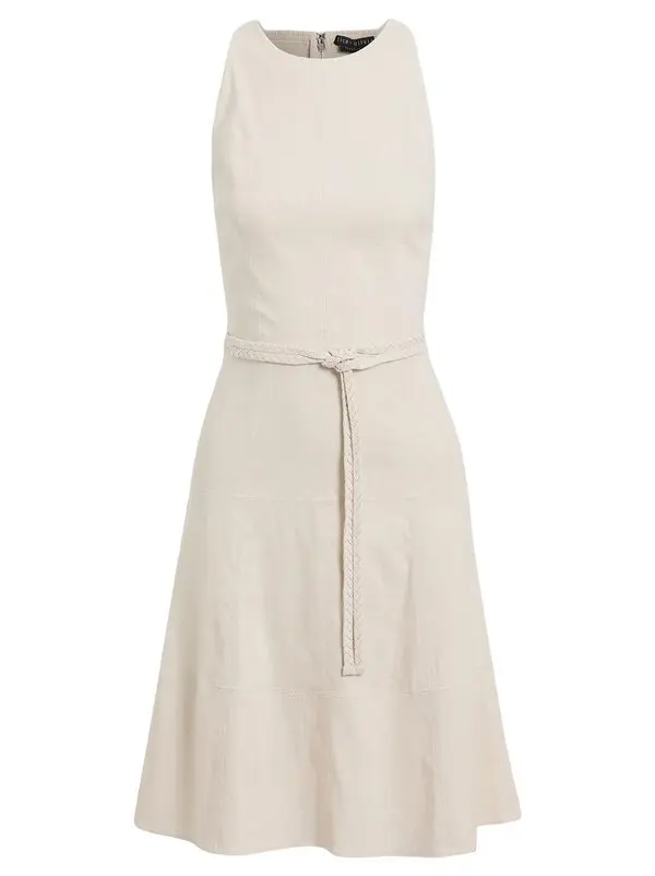 Alice + Olivia Linen-blend Dress With Detachable Waist Tie - Ecru