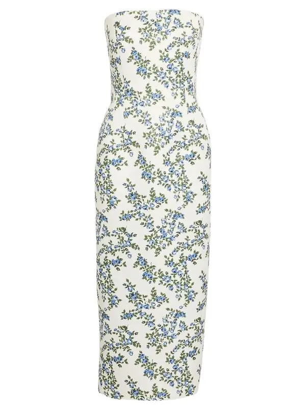 EMILIA WICKSTEAD Leila Strapless Floral-print Faille Midi Dress - White