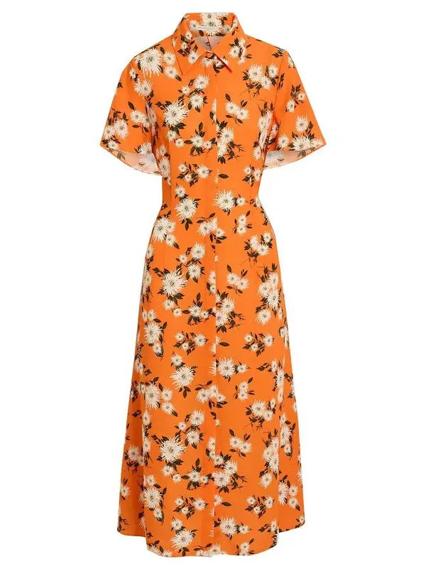 EMILIA WICKSTEAD Florencia Floral-print Crepe Midi Dress - Orange