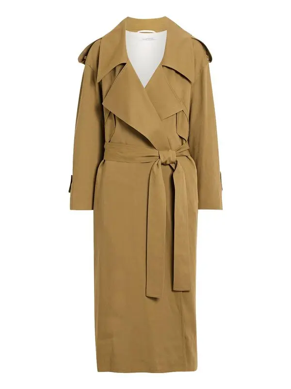 Another Tomorrow Belted Lyocell And Cotton-blend Trench Coat - Mustard