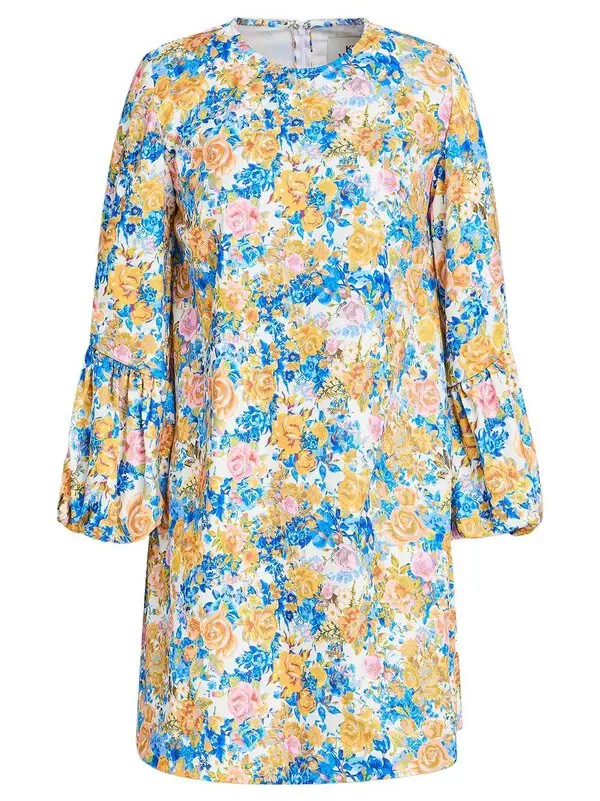 KIKA VARGAS Florence Floral-print Twill Mini Dress - Blue