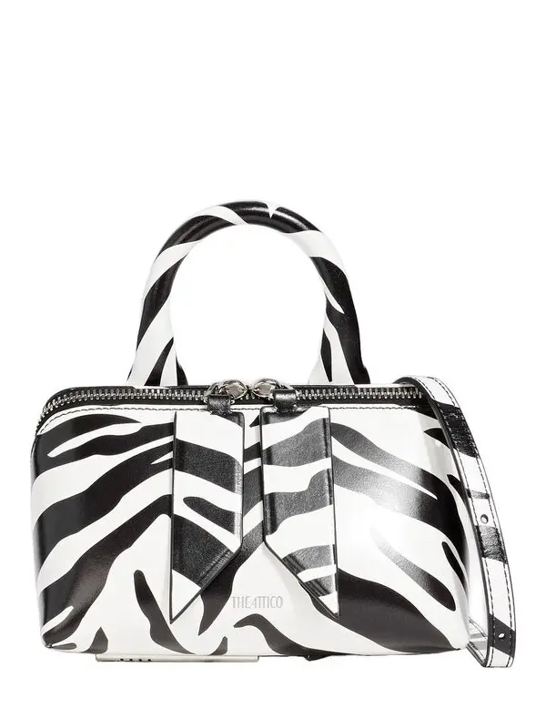 Attico Friday Mini Zebra-print Tote - White