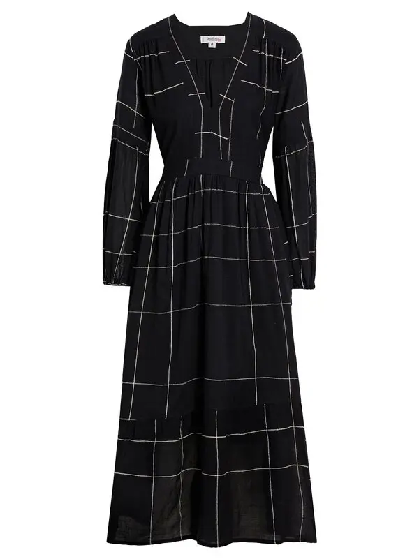LEMLEM Elsabet Checked Cotton-blend Dress - Black