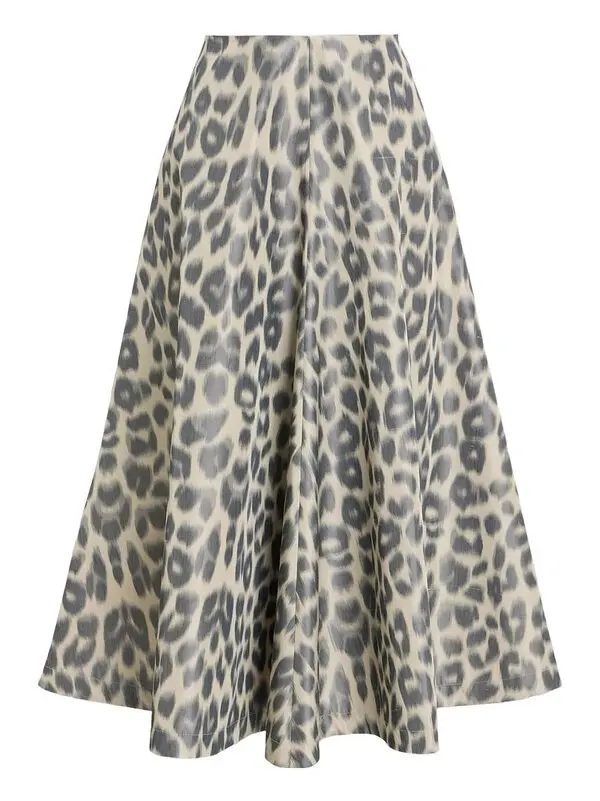 Altuzarra Leopard-print Taffeta Midi Skirt - Cream