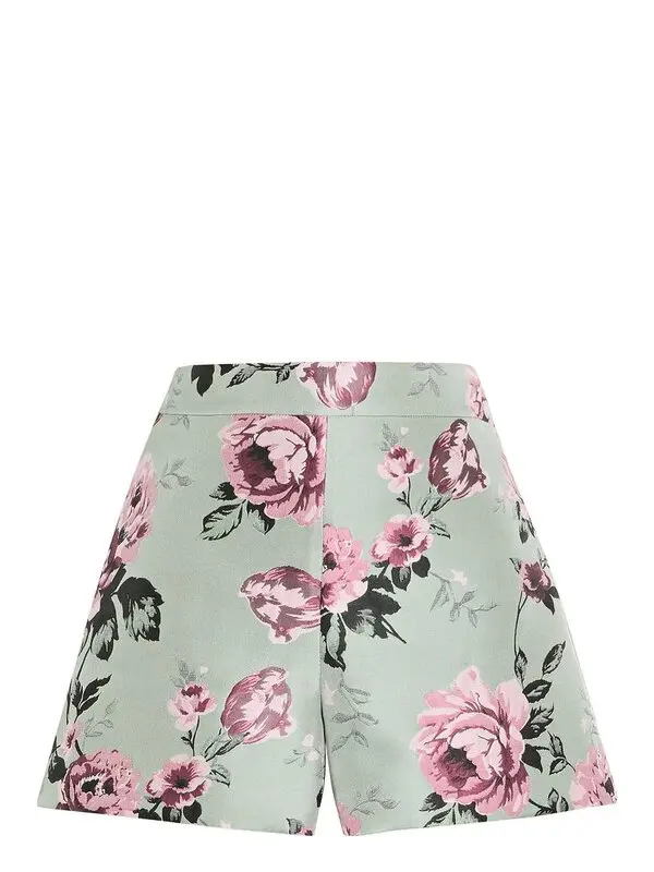 Alice + Olivia Floral Jacquard Shorts - Sage Green