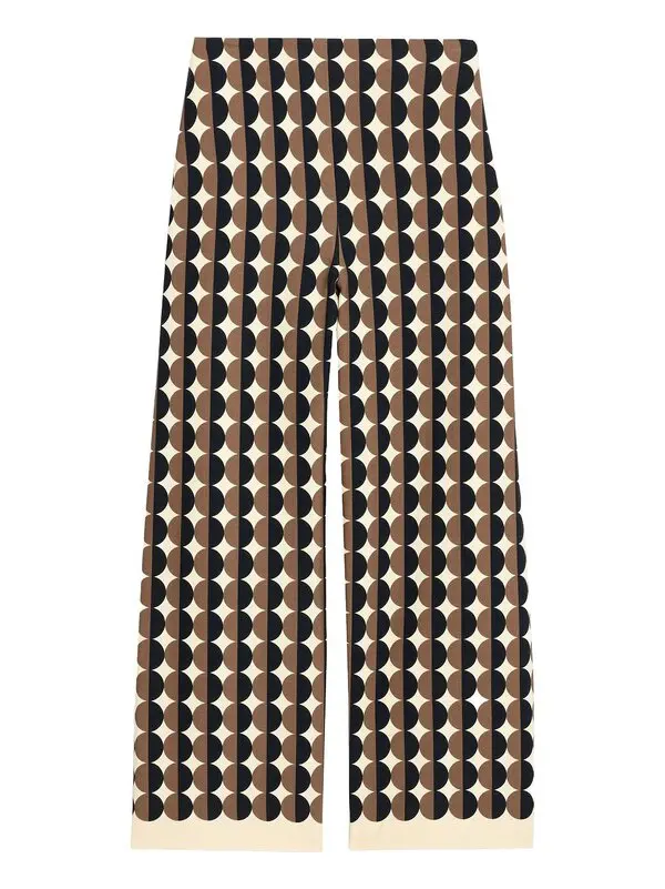 Oscar De La Renta Printed Grain De Poudre Wool-blend Straight-leg Pants - Light Brown