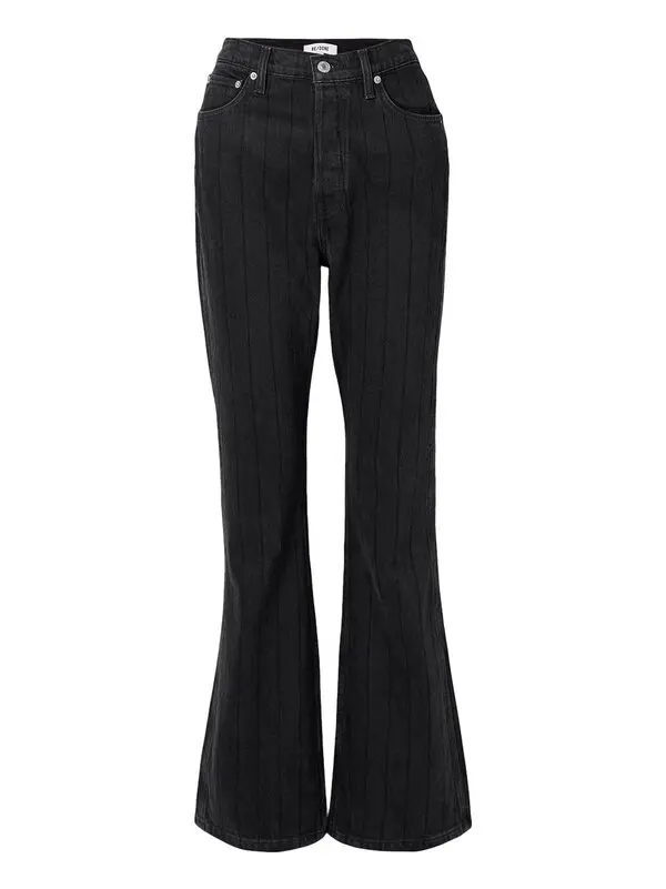 RE/DONE The Riding Striped Flared Jeans - Black