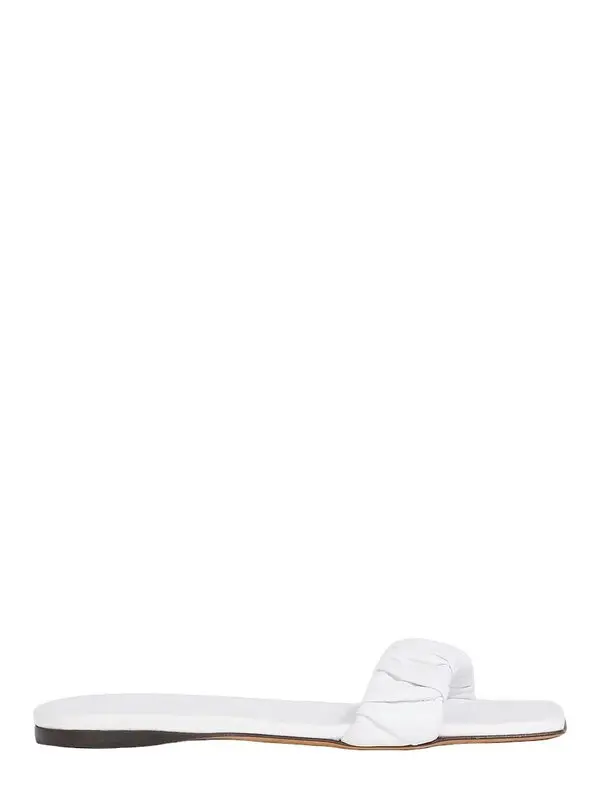 Tibi Jordan Ruched Leather Sandals - White