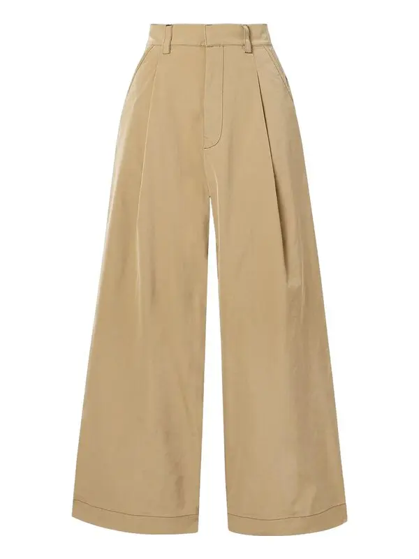 KIKA VARGAS Olympe Pleated Wide-leg Pants - Beige