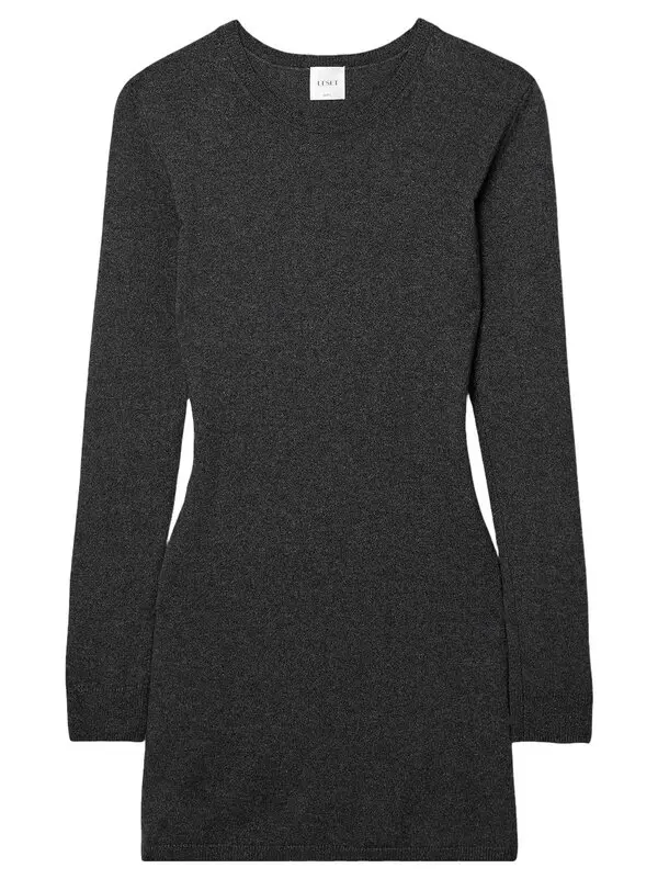 LESET Zoe Knitted Mini Dress - Charcoal