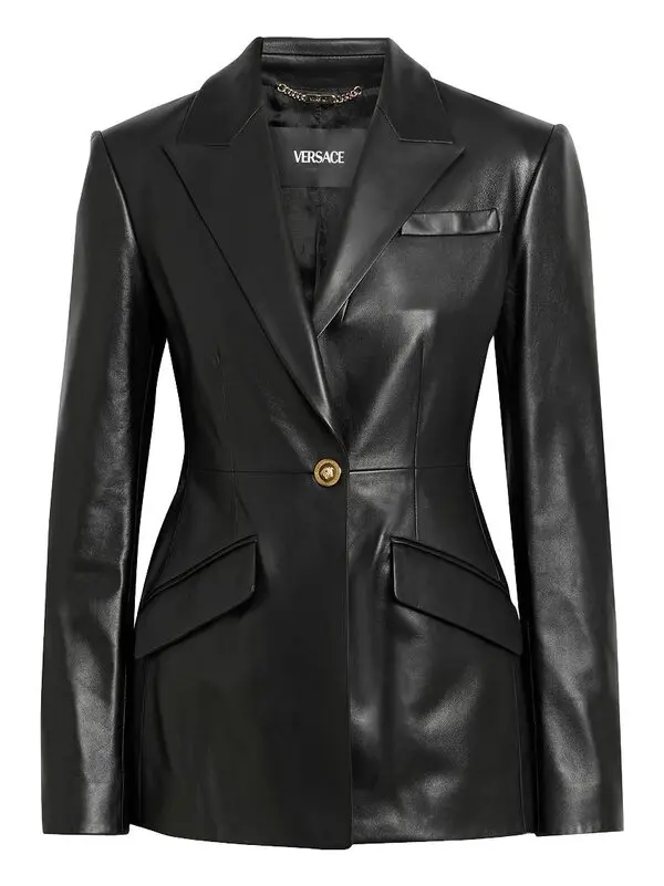 Versace Leather Blazer - Black