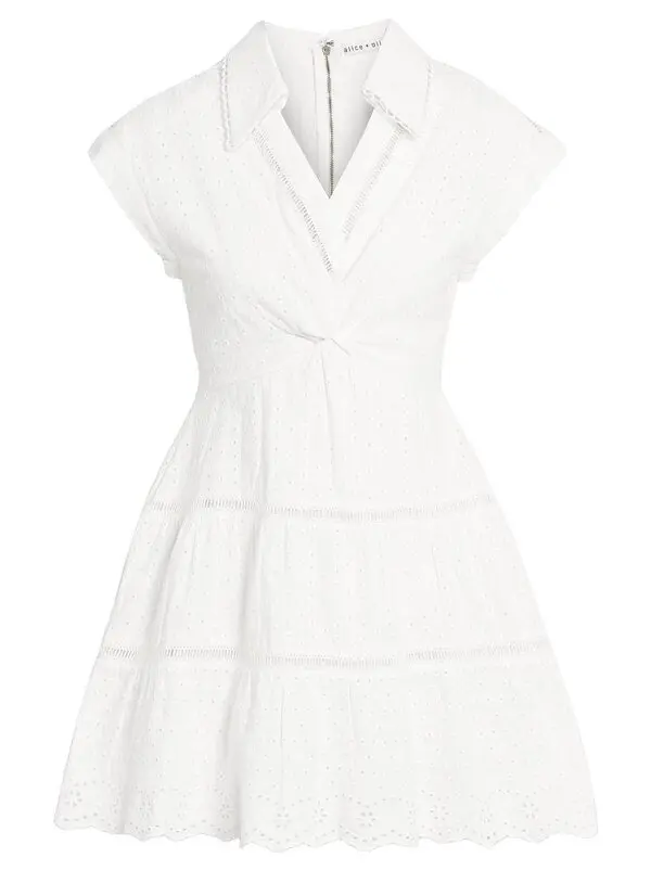 Alice + Olivia Mila Broderie Anglaise Mini Dress - White