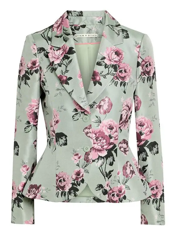 Alice + Olivia Iana Floral-jacquard Blazer - Sage Green