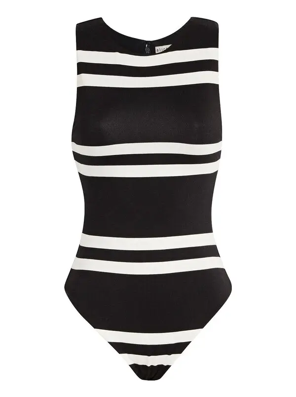 Alice + Olivia Striped Jersey Bodysuit - Black
