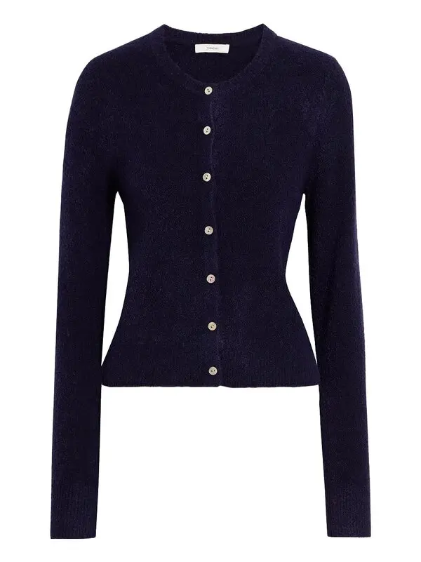 Vince Bouclé-knit Silk-blend Cardigan - Navy
