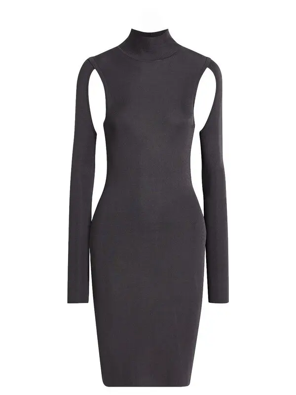 Helmut Lang Cutout Stretch-knit Dress - Dark Gray