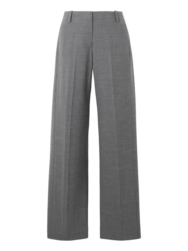 Tory Burch Flannel Wide-leg Pants - Gray