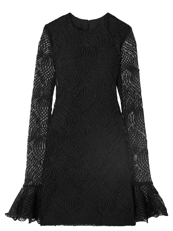 Remain Birger Christensen Rositana Embroidered Tulle Mini Dress - Black
