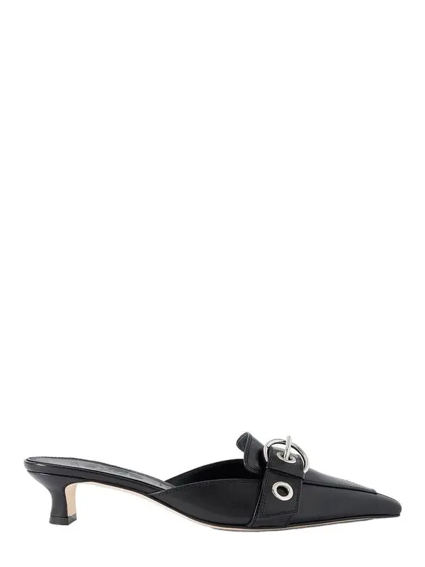 AeydĒ Danielle Buckled Leather Mules - Black