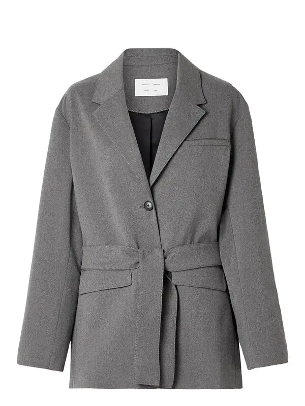 Proenza Schouler Lincoln Belted Flannel Blazer - Gray