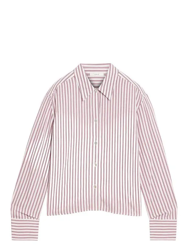 Vince Striped Poplin Shirt - Plum