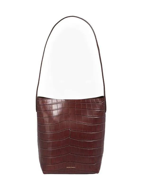 MANSUR GAVRIEL Cabas Small Croc-effect Leather Tote - Chocolate