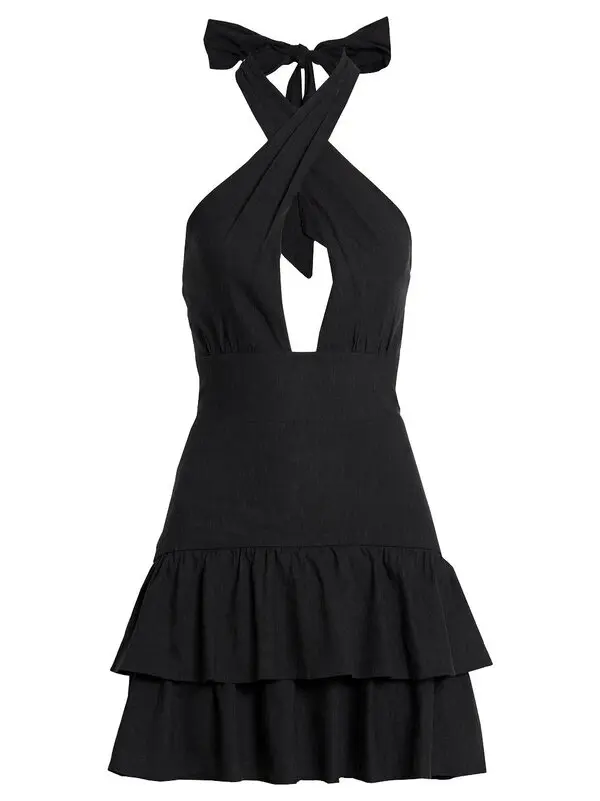 Alice + Olivia Tiered Cutout Mini Dress - Black