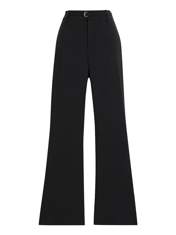 Vince Belted Grain De Poudre Bootcut Pants - Black