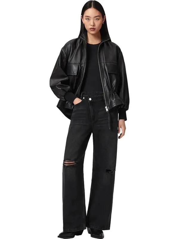 ALLSAINTS Aki Mid Crossover Ripped Jeans - Black