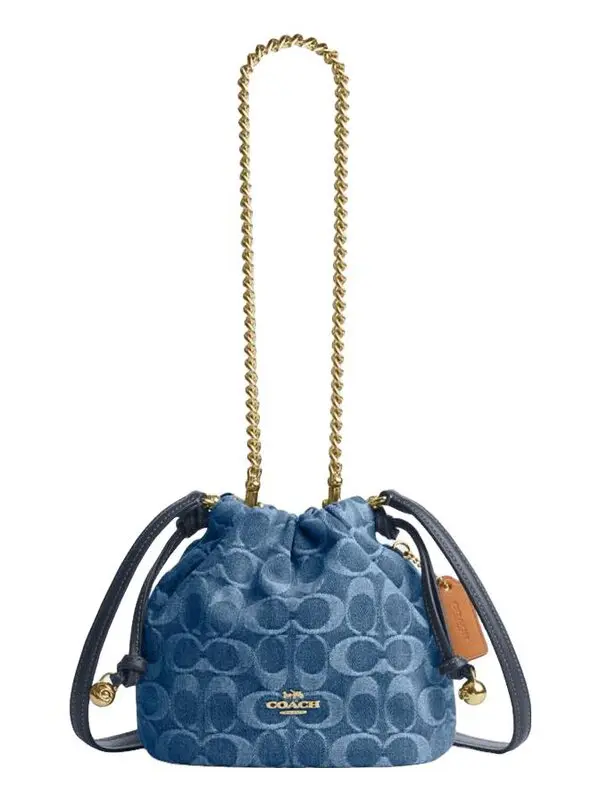 COACH Faye Mini Drawstring Bag In Signature Denim - Denim/gold/indigo