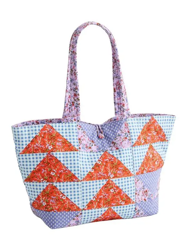 VERA BRADLEY Small Hathaway Tote Bag In Flying Geese Patchwork - Blue