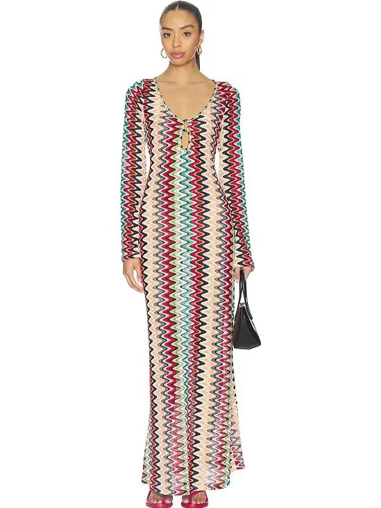 SEVEN WONDERS Emerie Scoop Neck Maxi Dress - Xyla Wave