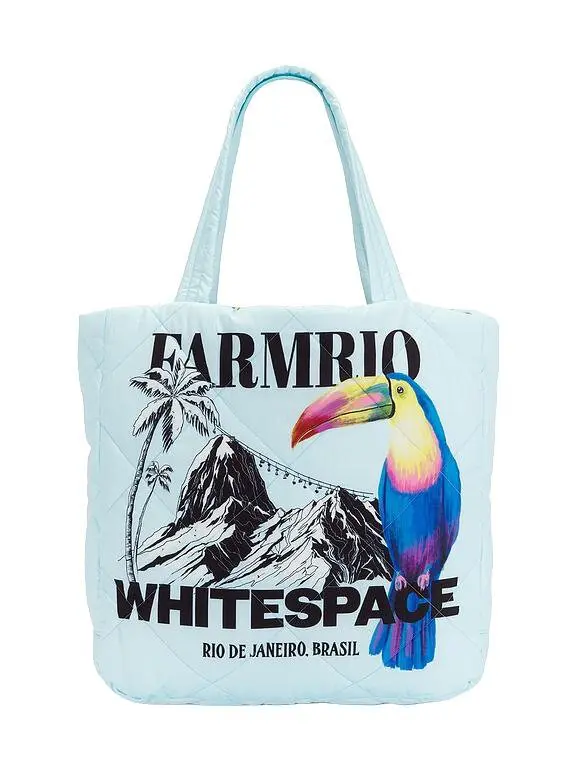 WHITESPACE X Farm Rio Puffer Tote Bag - Blue
