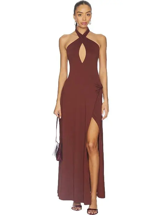 SEVEN WONDERS Kamilla Keyhole Twist Maxi Dress - Chocolate