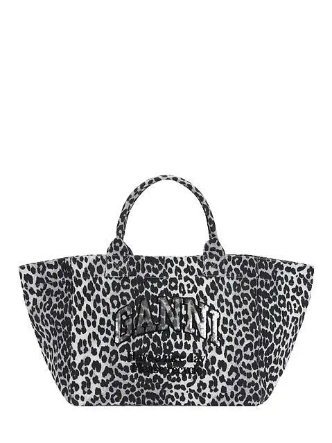 GANNI Shopper Xxl Printed Sequin Tote - Silver