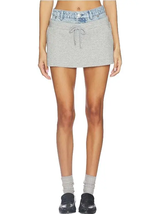SEROYA Bertha Mini Skirt - Heathered Grey & Tidal