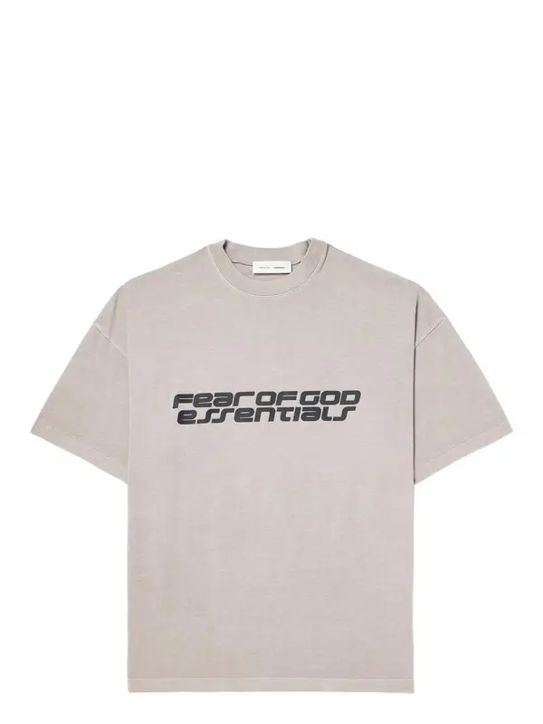 Fear Of God 90s Oversized Logo-print Cotton-jersey T-shirt - Gray