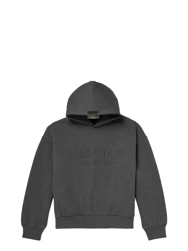 Fear Of God Logo-embossed Cotton-blend Jersey Hoodie - Gray