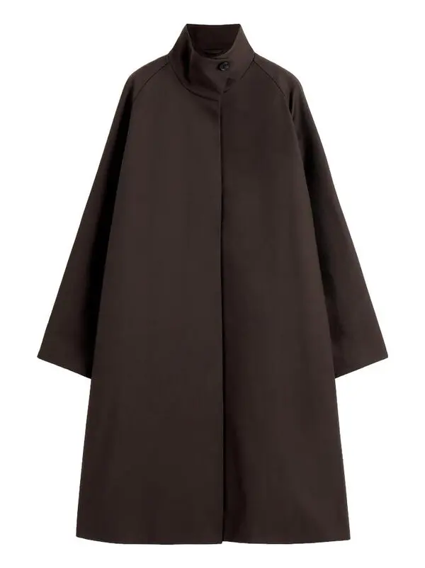 Cos Oversized Mock-neck Coat - Brown