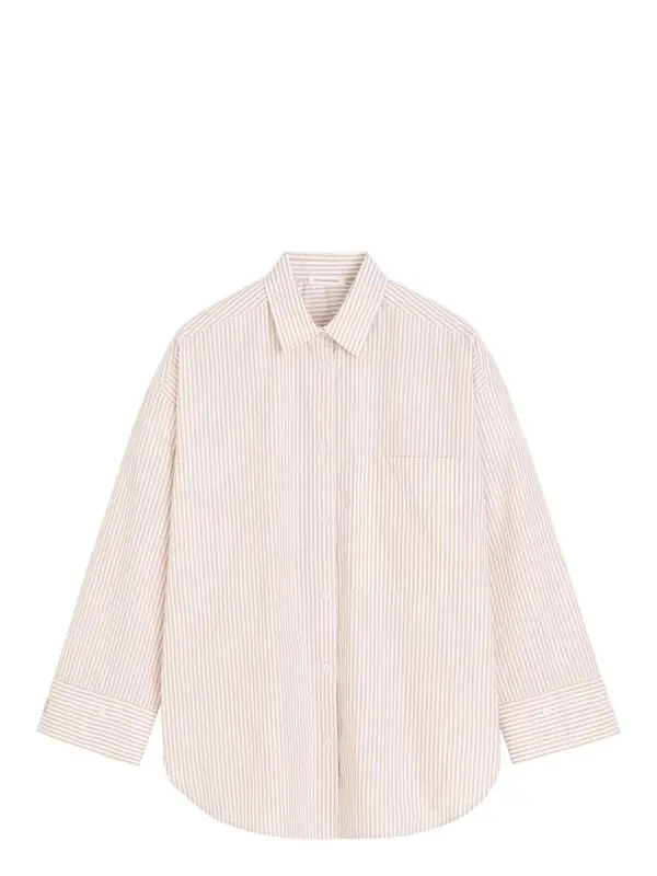 BY MALENE BIRGER Derris Organic Cotton Shirt - Dark Sand Stripe