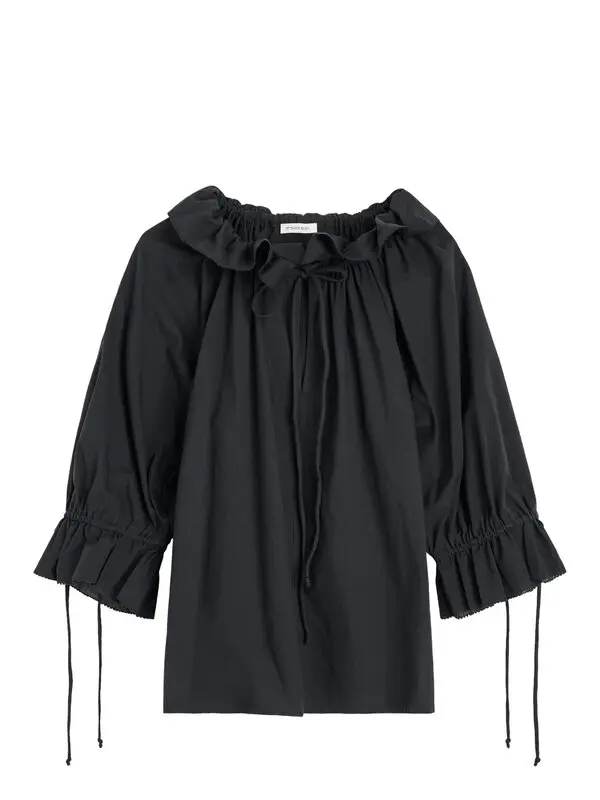 BY MALENE BIRGER Dicte Voile Organic Cotton Blouse - Black