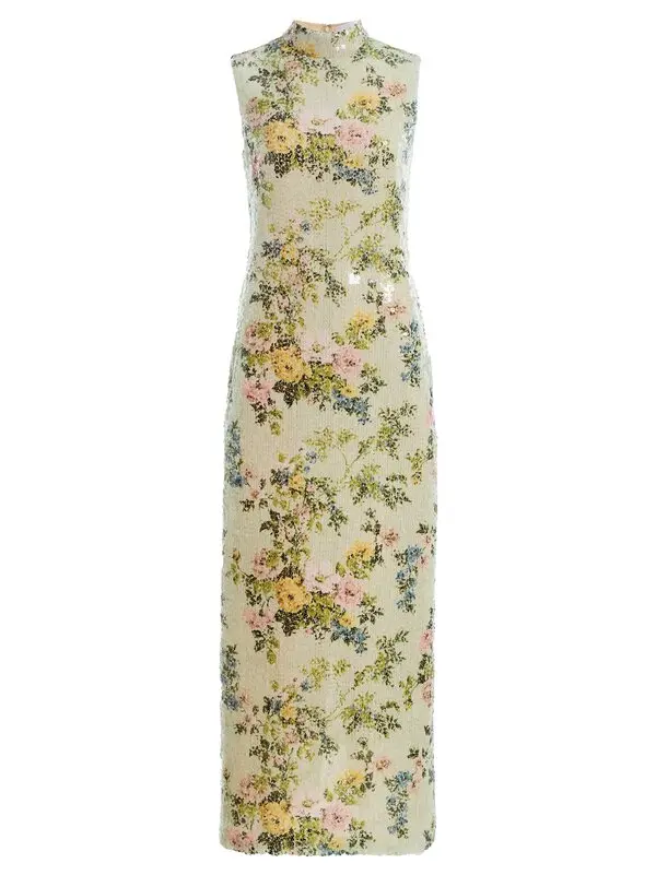 Brandon Maxwell Sequined Midi Dress - Floral