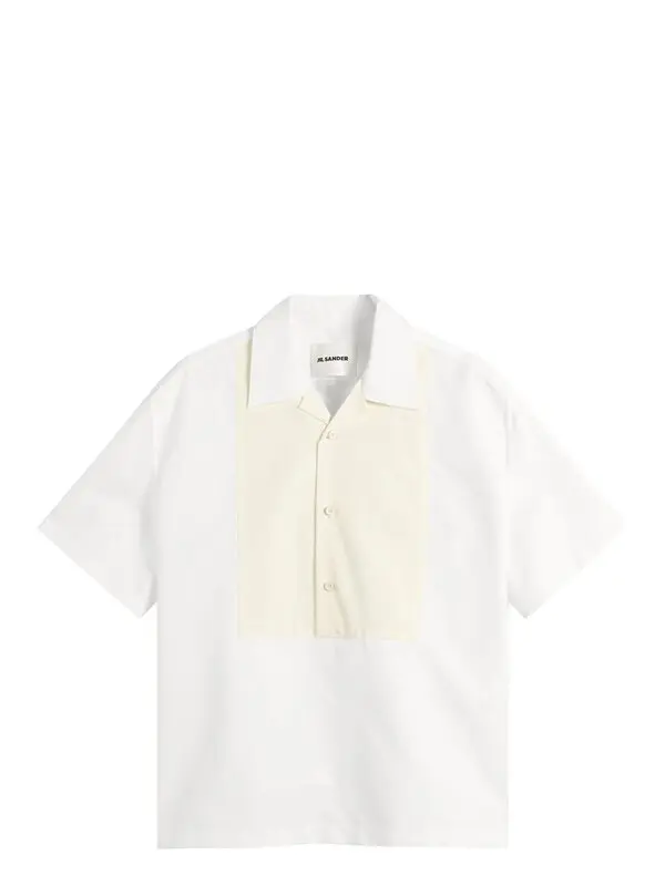 JIL SANDER Boxy Fit Bowling Contrast Colour Shirt - Latte