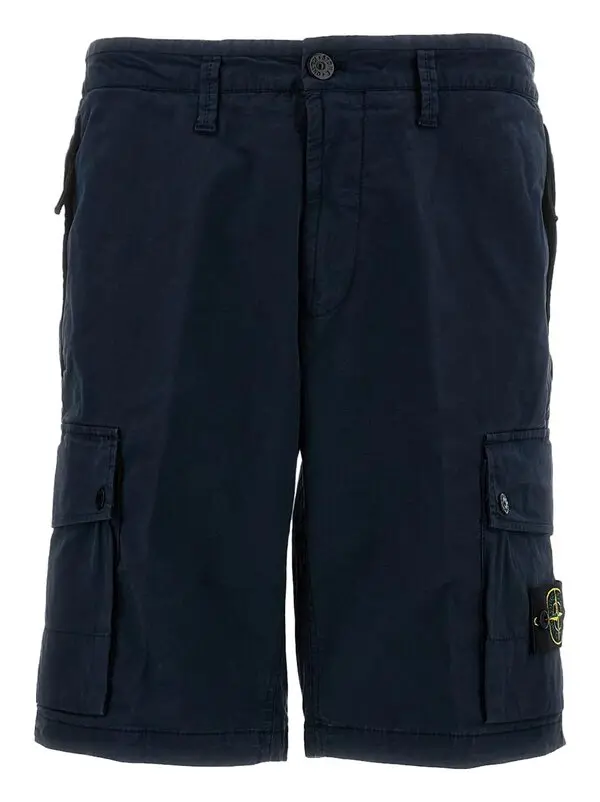 Stone Island Stretch Cotton Cargo Bermuda Shorts - Blue