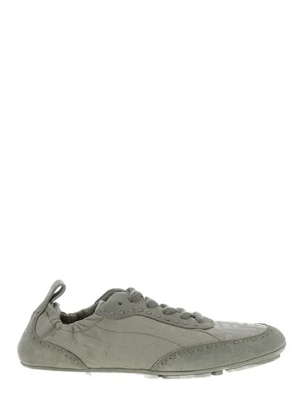 Fendi Fit Suede And Jacquard Nylon Ff Sneakers - Grey