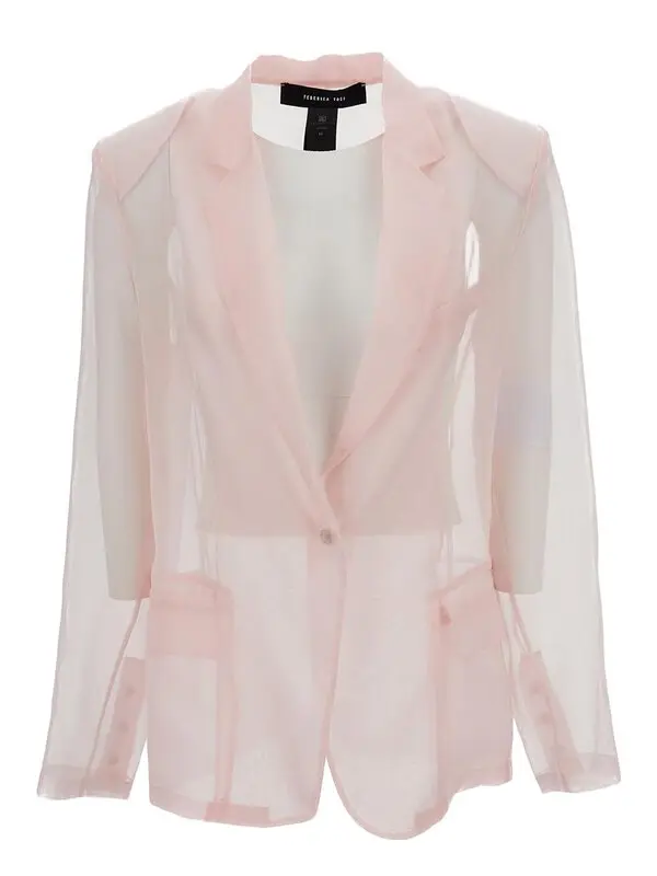 Federica Tosi Silk Organza Single-breasted Jacket - Rose