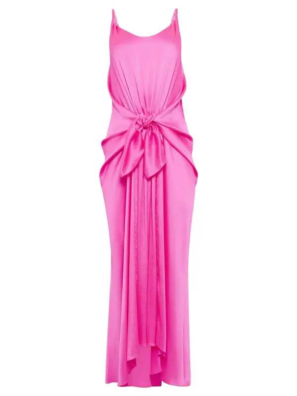 JW Anderson Long Crinkled Dress With Knot Detail - Rose