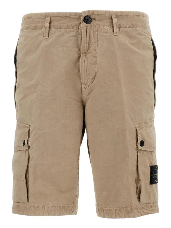 Stone Island Garment-dyed Cargo Bermuda Shorts - Beige