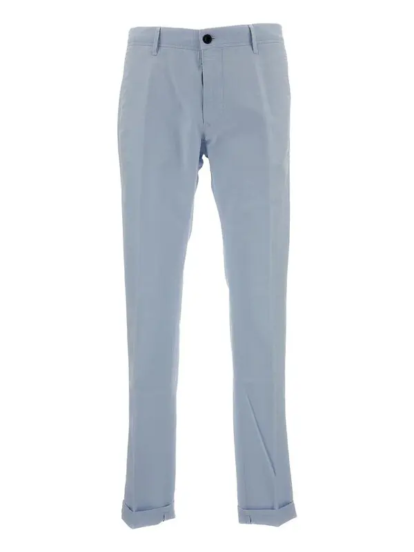 Incotex Slim-fit Light Blue Cotton Trousers - Sky Blue